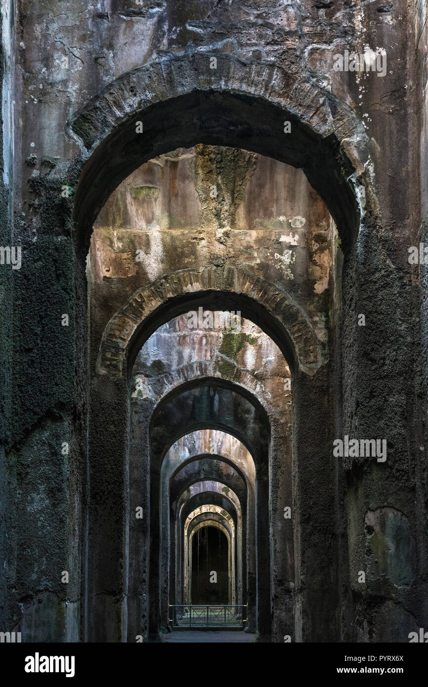 View of the Piscina Mirabilis, an ancient Roman cistern on the Bacoli ...