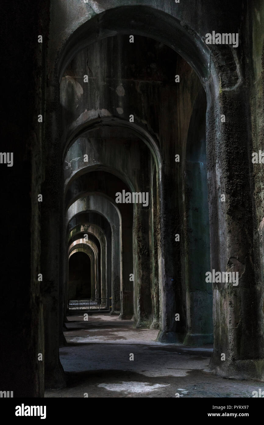 View of the Piscina Mirabilis, an ancient Roman cistern on the Bacoli ...