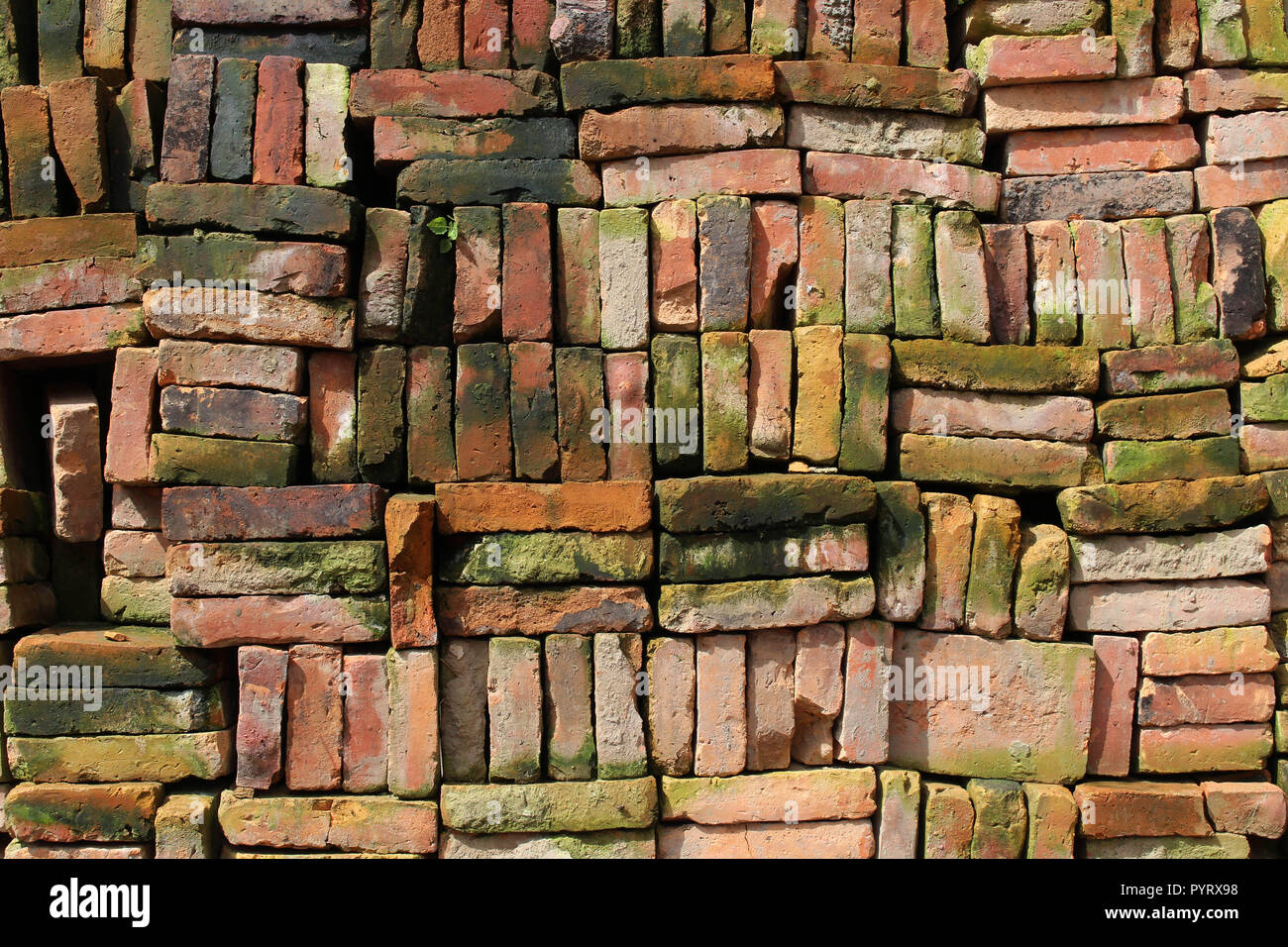 Stacks of Nepali bricks well arranged in Bhaktapur. Pic was taken in ...