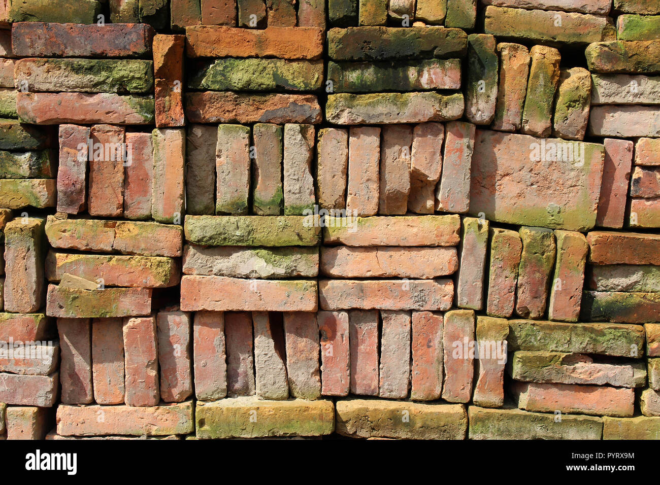 Stacks of Nepali bricks well arranged in Bhaktapur. Pic was taken in ...