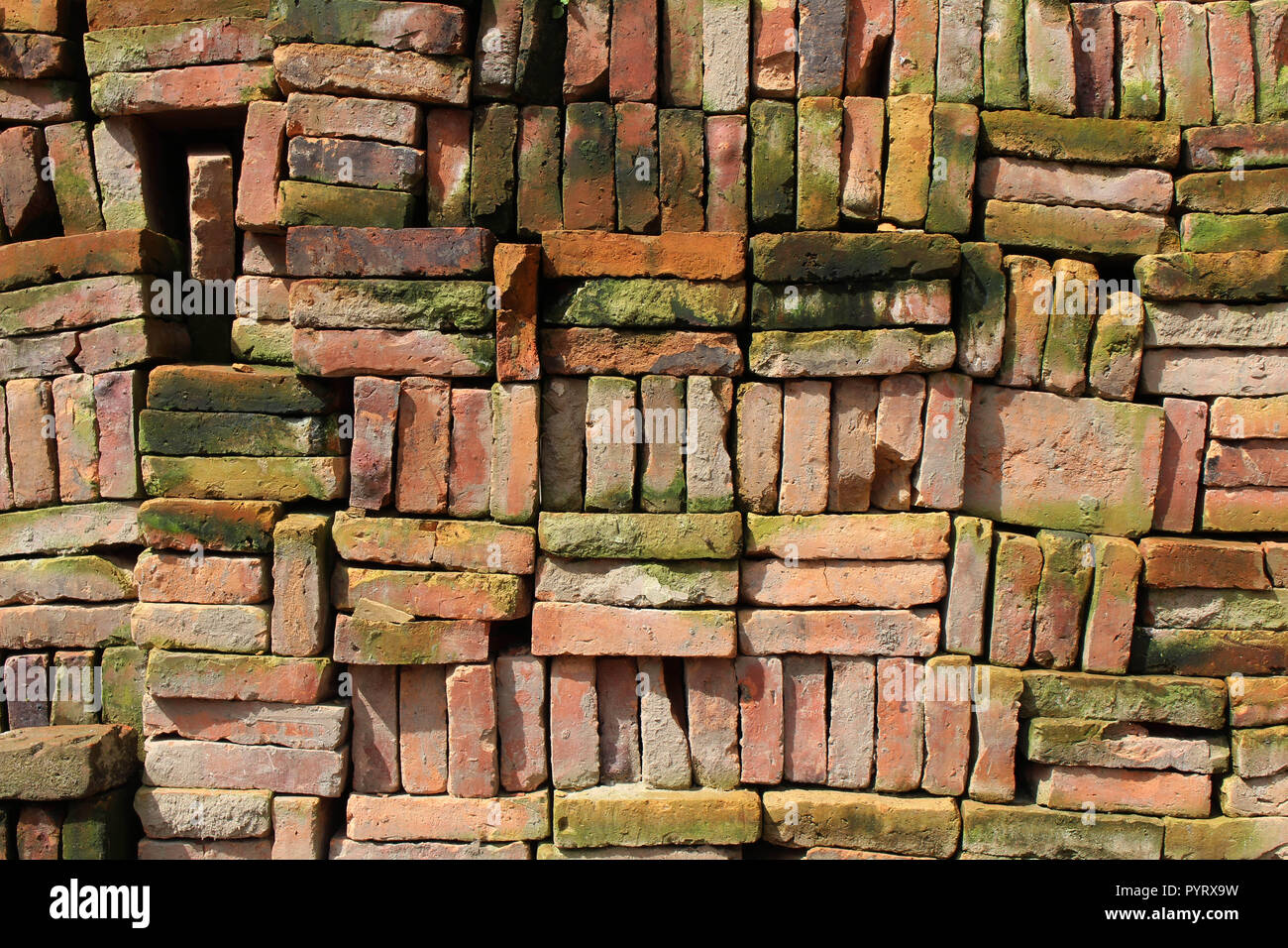 Stacks of Nepali bricks well arranged in Bhaktapur. Pic was taken in ...