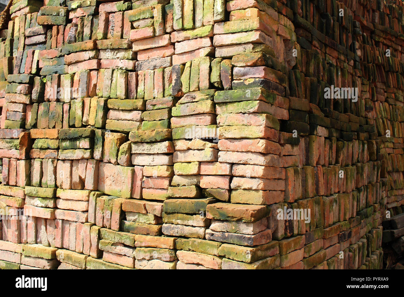 Stacks of Nepali bricks well arranged in Bhaktapur. Pic was taken in ...