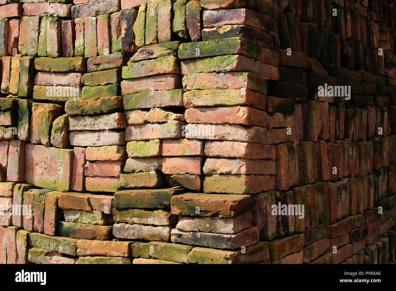 Stacks of Nepali bricks well arranged in Bhaktapur. Pic was taken in ...