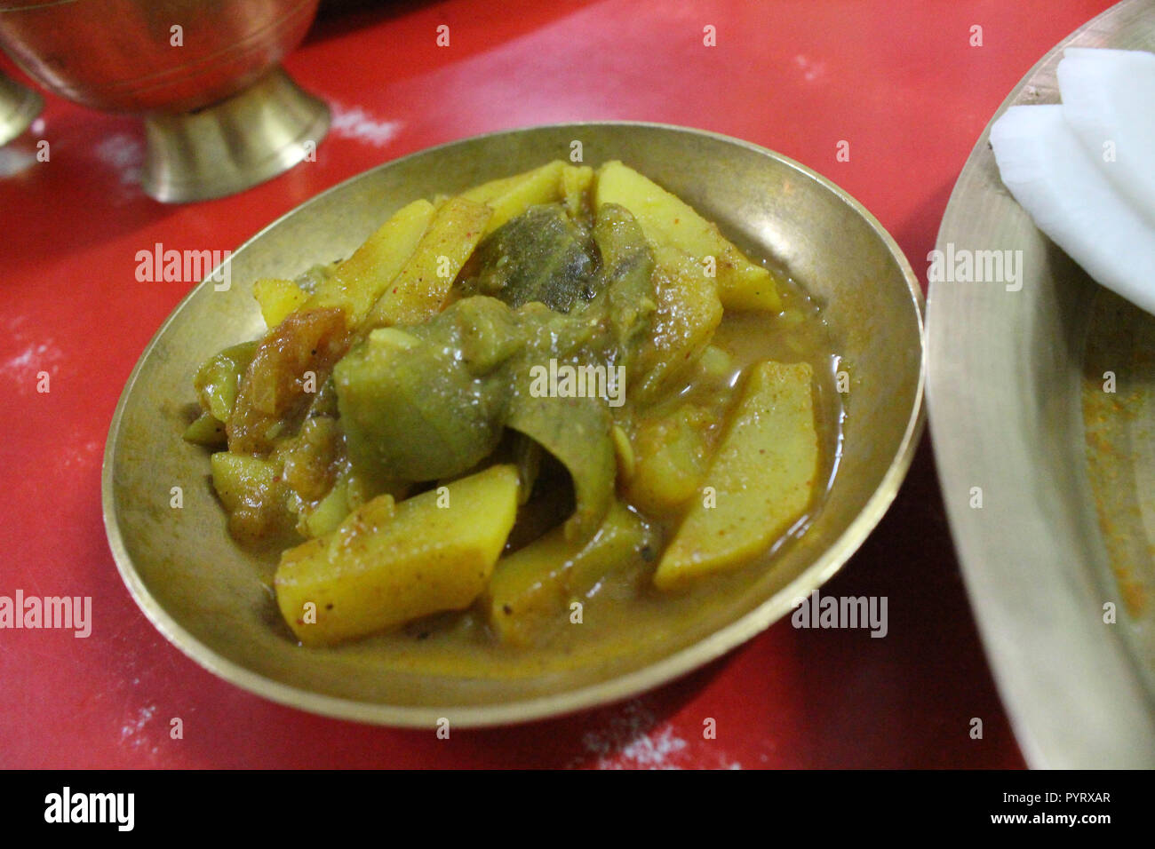The Nepali style curry served with vegetables and soup. TAken in Nepal ...