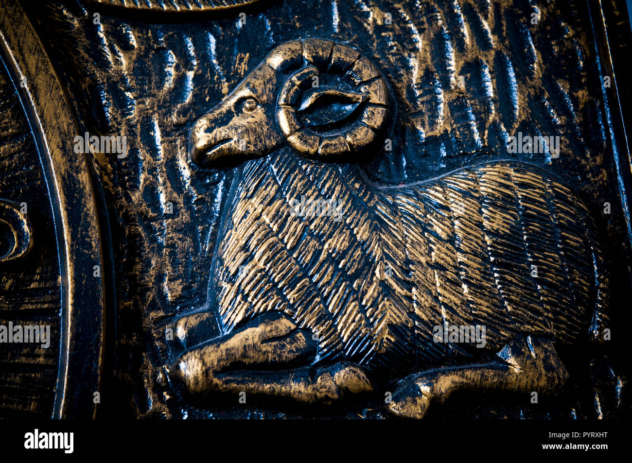 detail of artistic representation of the astrological sign of Aries ...