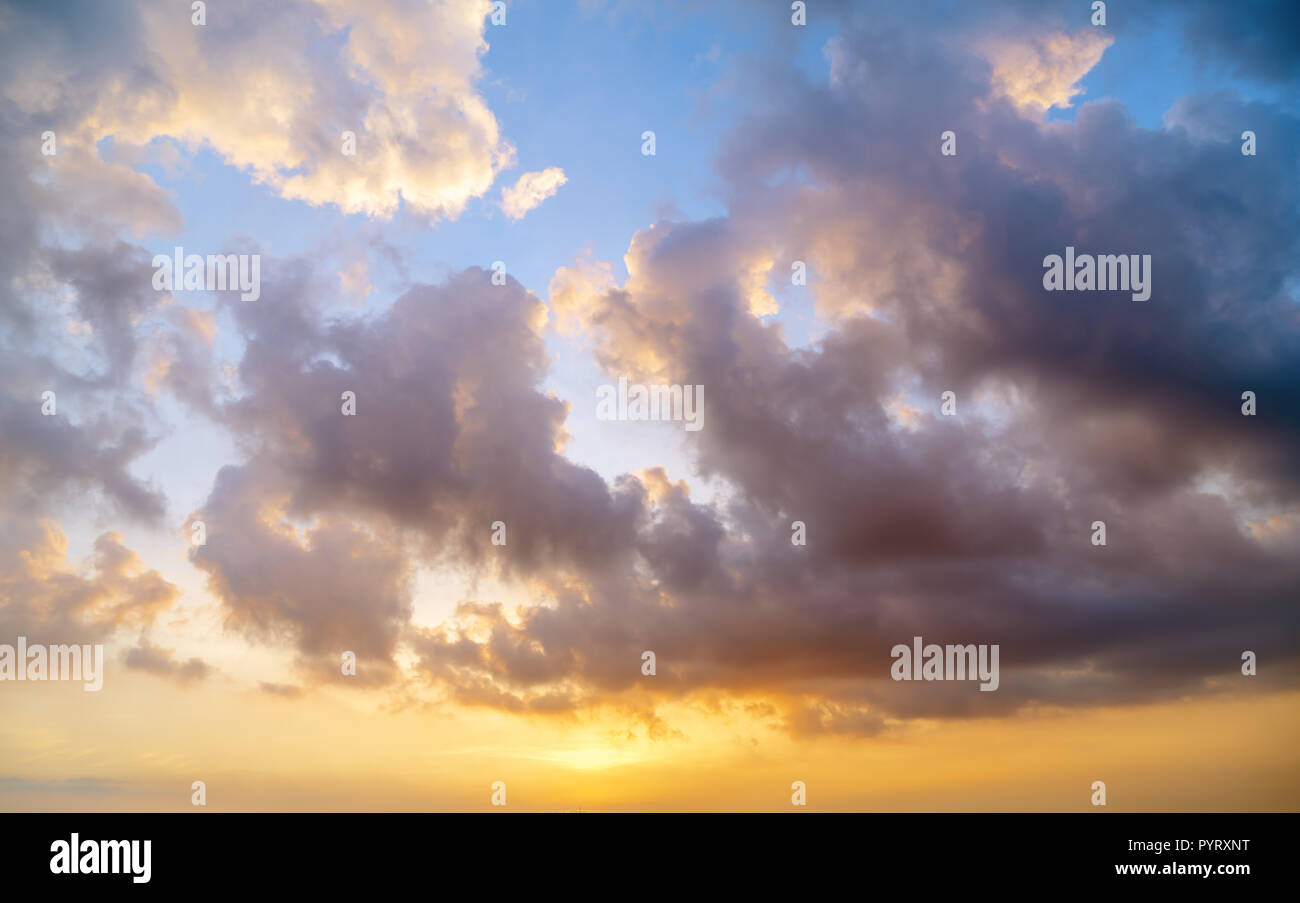 Sunset / sunrise with clouds, light rays and other atmospheric effect ...
