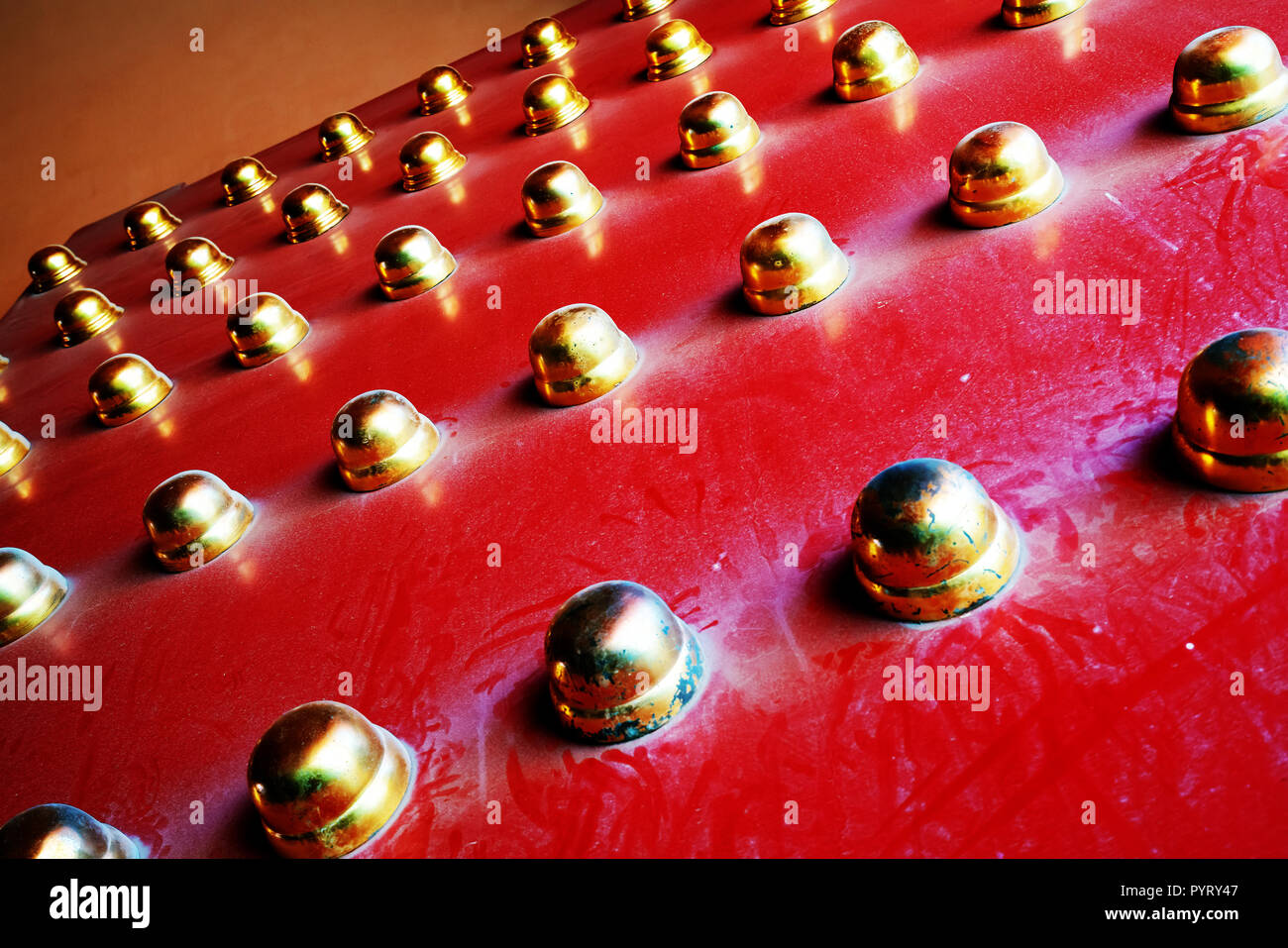 The traditional Chinese Red Gate of the Forbidden City in Beijing is ...