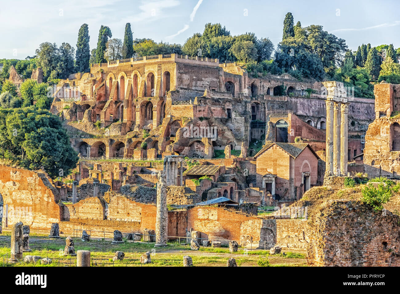 Tiberius palace in the Roman Forum, Italy Stock Photo - Alamy