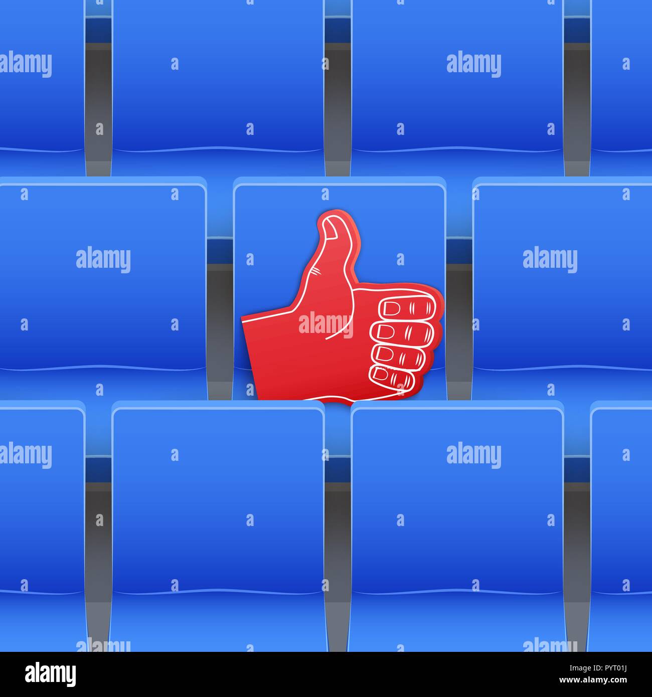 Background of stadium seats and fan foam finger Stock Vector Image ...