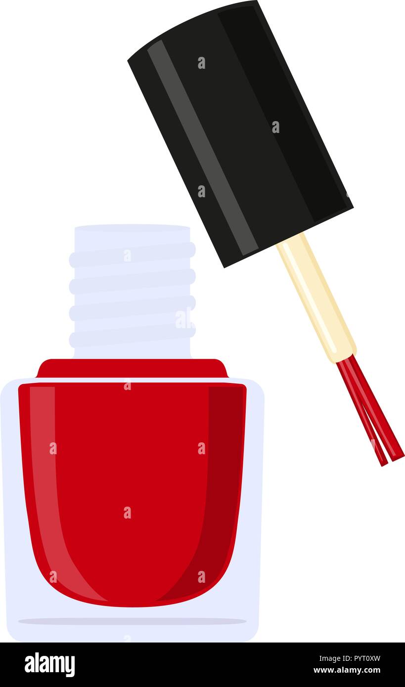 Colorful cartoon open red nail polish bottle Stock Vector Image & Art ...