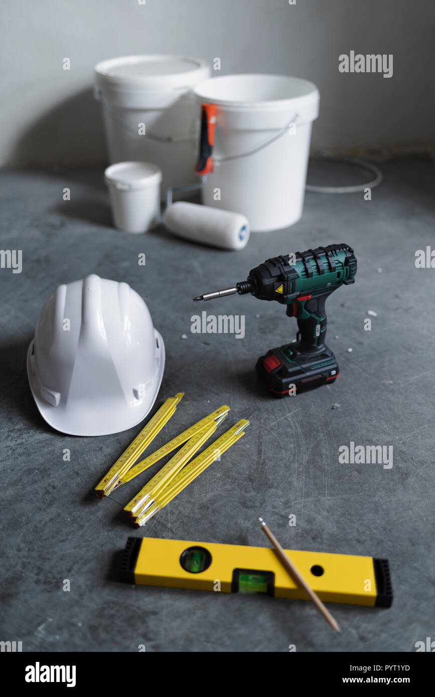 Hardware tools on the floor: home renovation, construction and do it ...