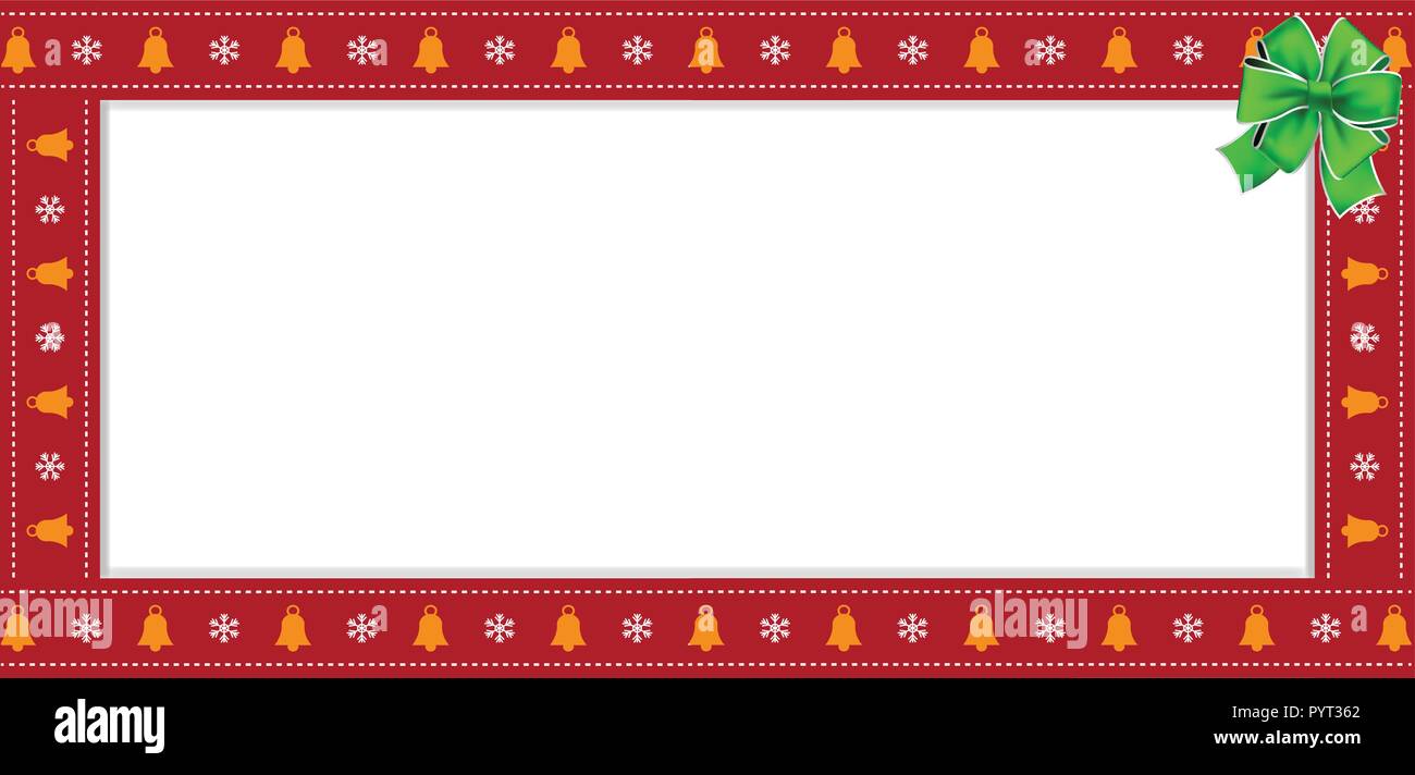 Cute Christmas or new year red rectangle banner, border, frame with ...