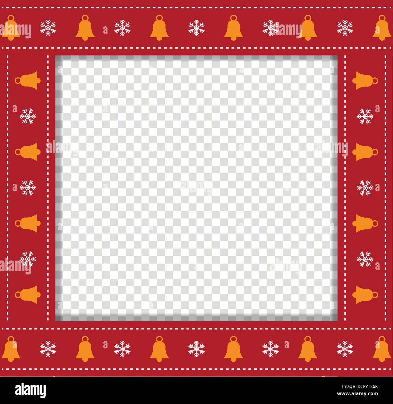 Cute Christmas or new year square border, photo frame with bells and ...