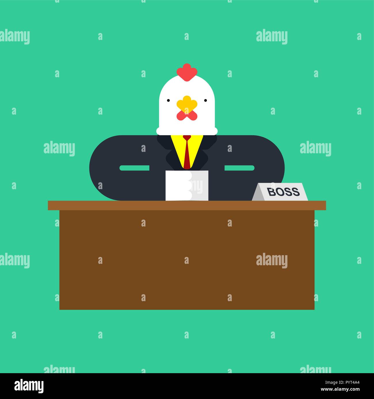 Rooster boss. Businessman rooster Chicken. Business man on desk. Vector ...