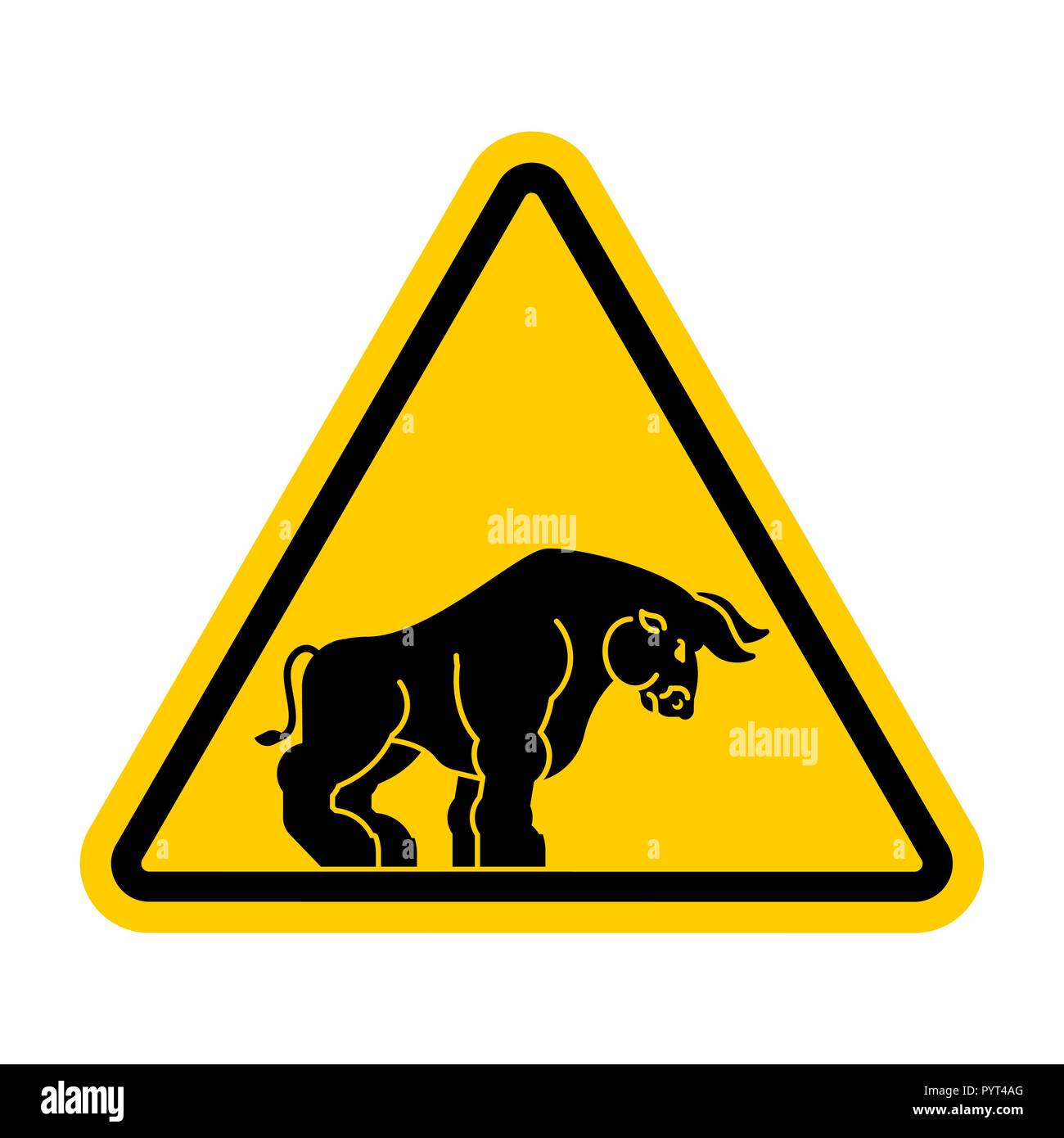 Attention bull. Caution Buffalo. Yellow road sign Danger Stock Vector ...