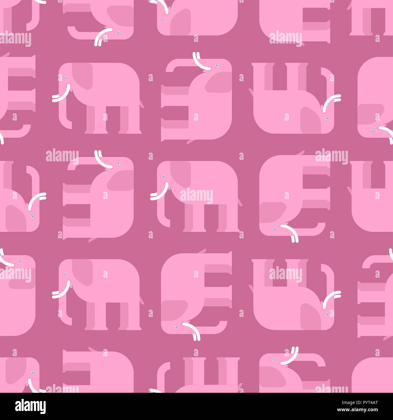 Pink elephant pattern seamless. Fantastic big animal background. Love ...