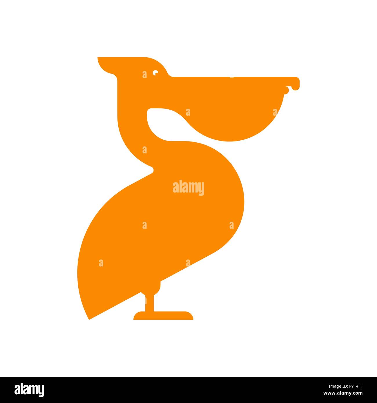 Pelican sign icon Waterfowl. Big yellow beak Vector illustration Stock ...