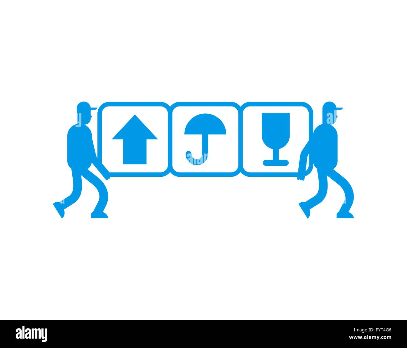 Moving service logo Delivery sign. Two Movers. Porters carry symbol ...