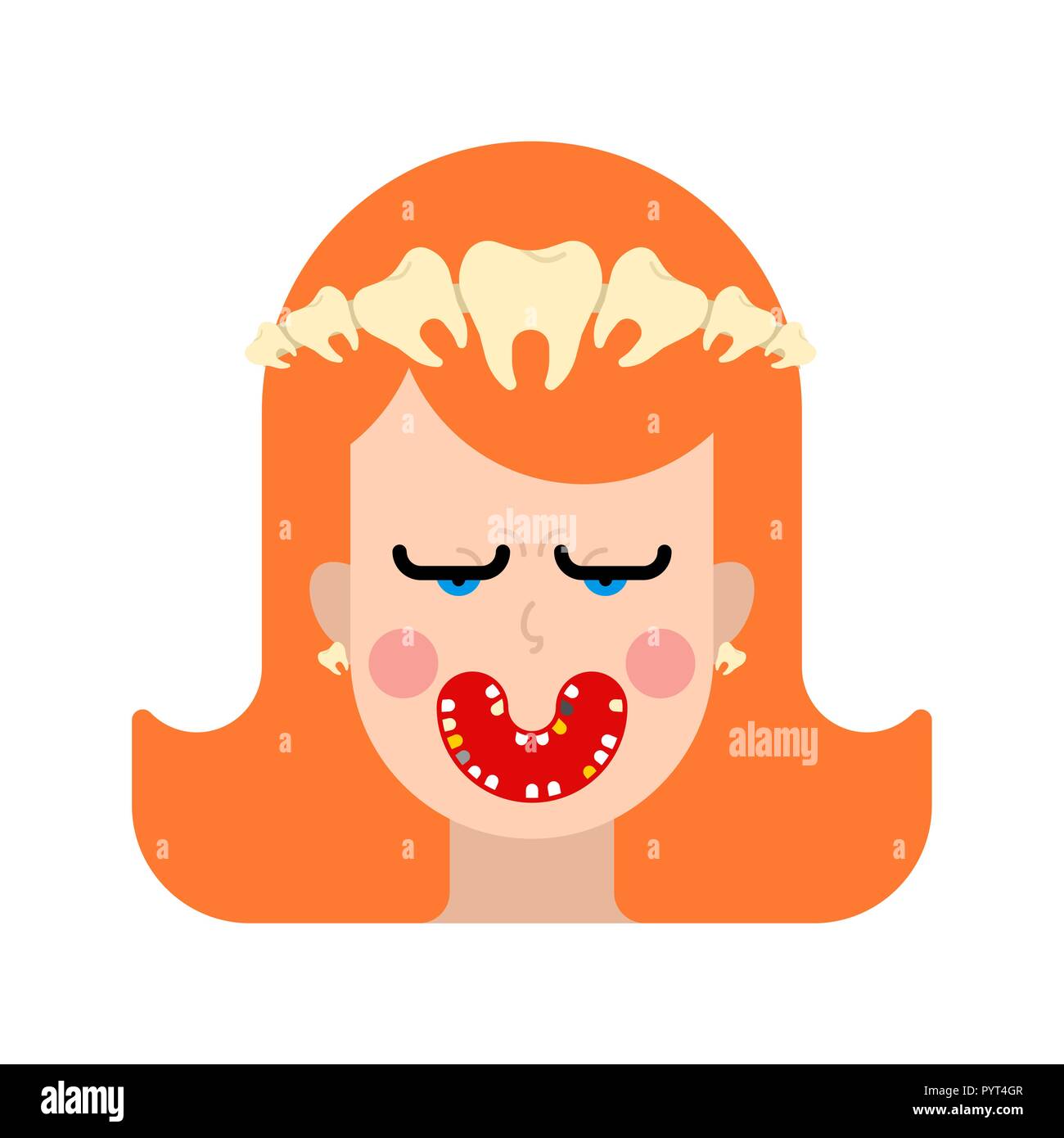Angry Tooth Fairy face. Scarry Little magical woman head. Crown of ...