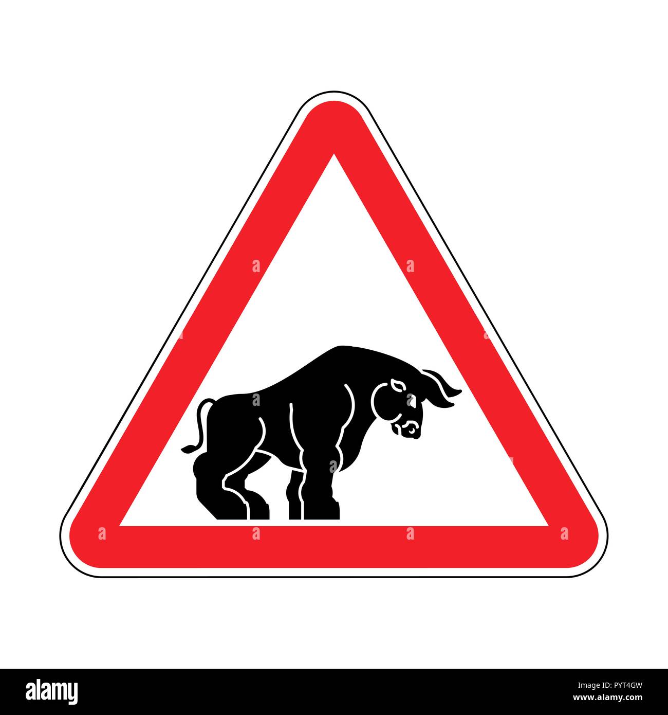 Attention bull. Caution Buffalo. Red road sign Danger Stock Vector ...