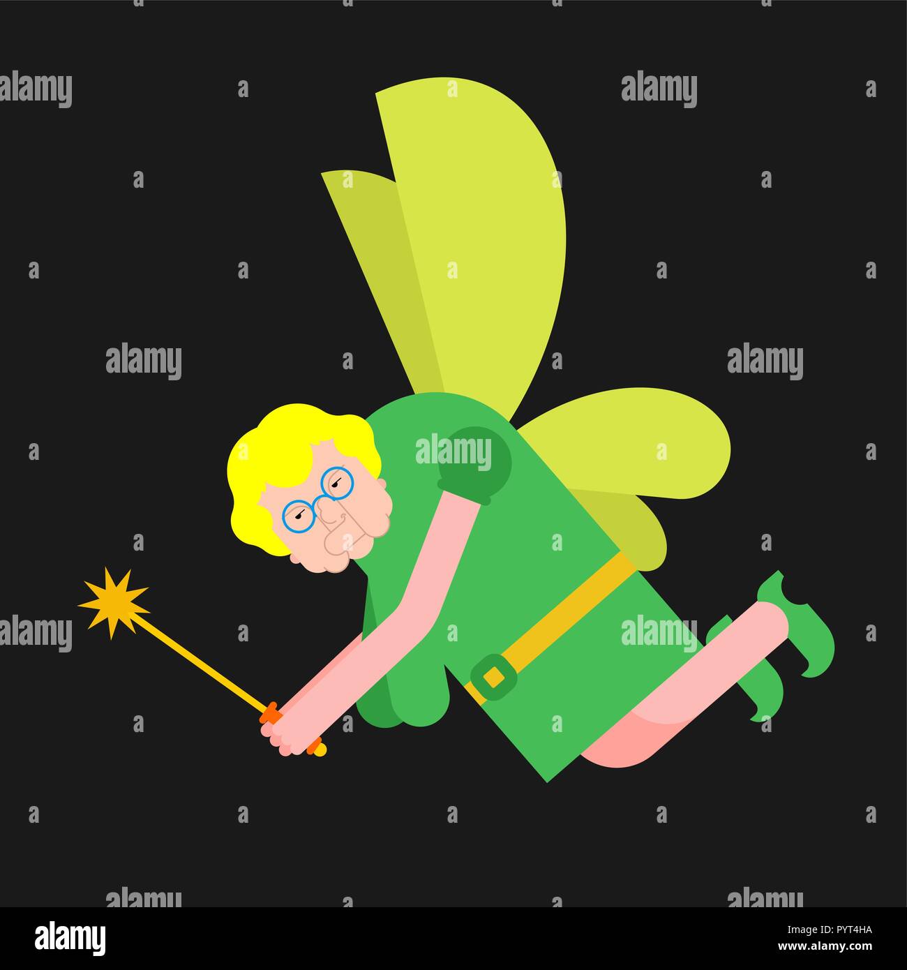 Old Fairy isolated. Grandmother magical. Tiny creature with wings ...