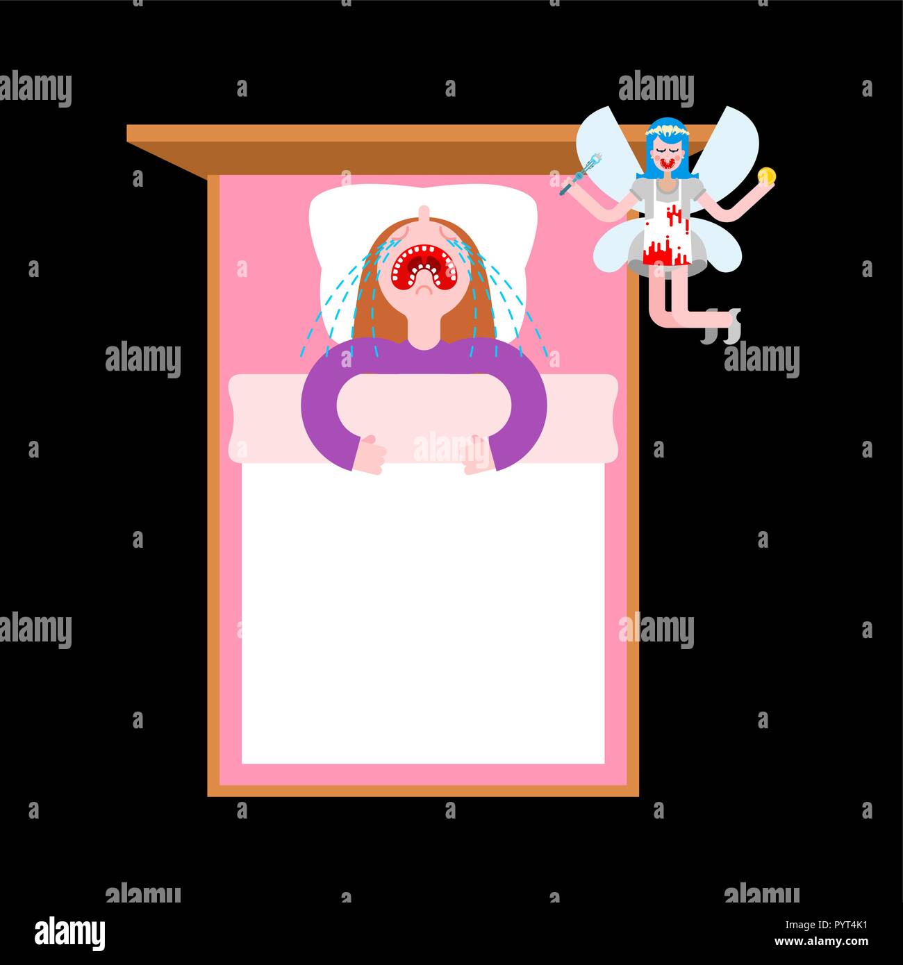 Tooth fairy and girl in bed. Child sleeping Stock Vector Image & Art ...
