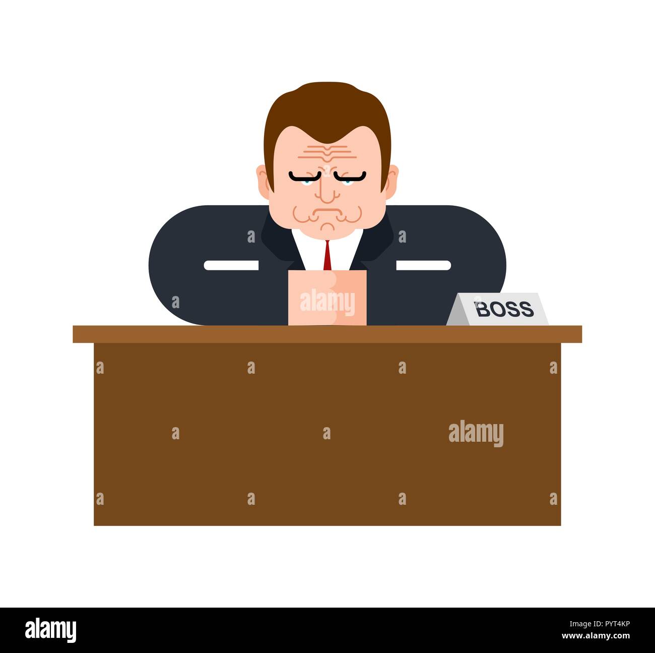 Boss on desk. Businessman on table. Business man in office Vector ...