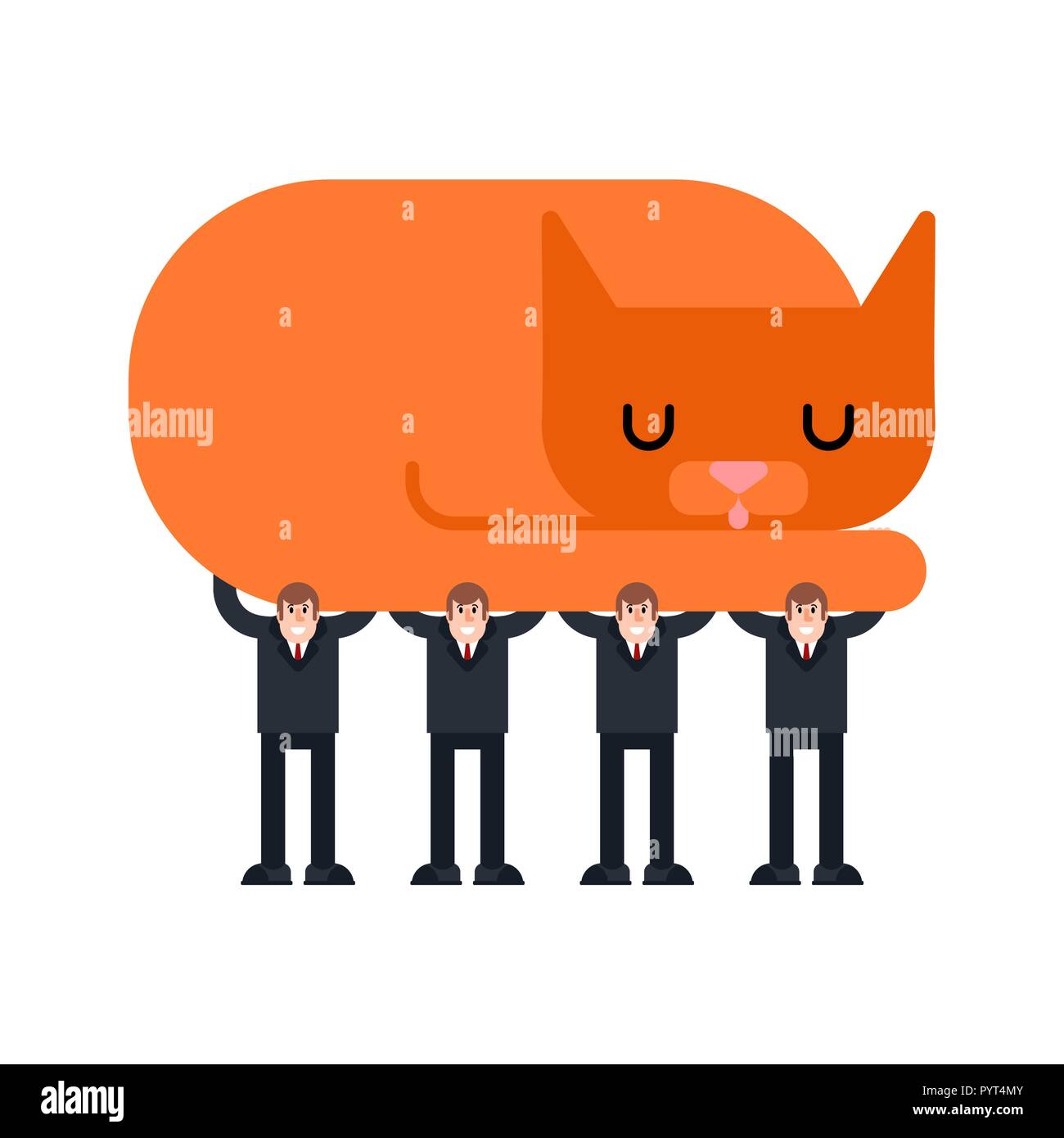 Workers carry Cat. Pet Leader concept business illustration Stock ...