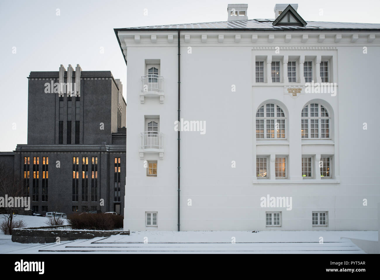 National Theatre of Iceland and neighbouring building Stock Photo - Alamy