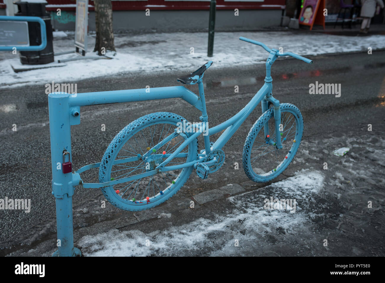 Bike shaped gate in central Reykjavik Stock Photo - Alamy