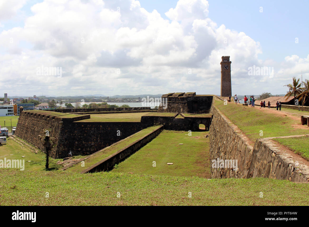 The wall and the clock tower around Galle Fort. Taken in Sri Lanka ...