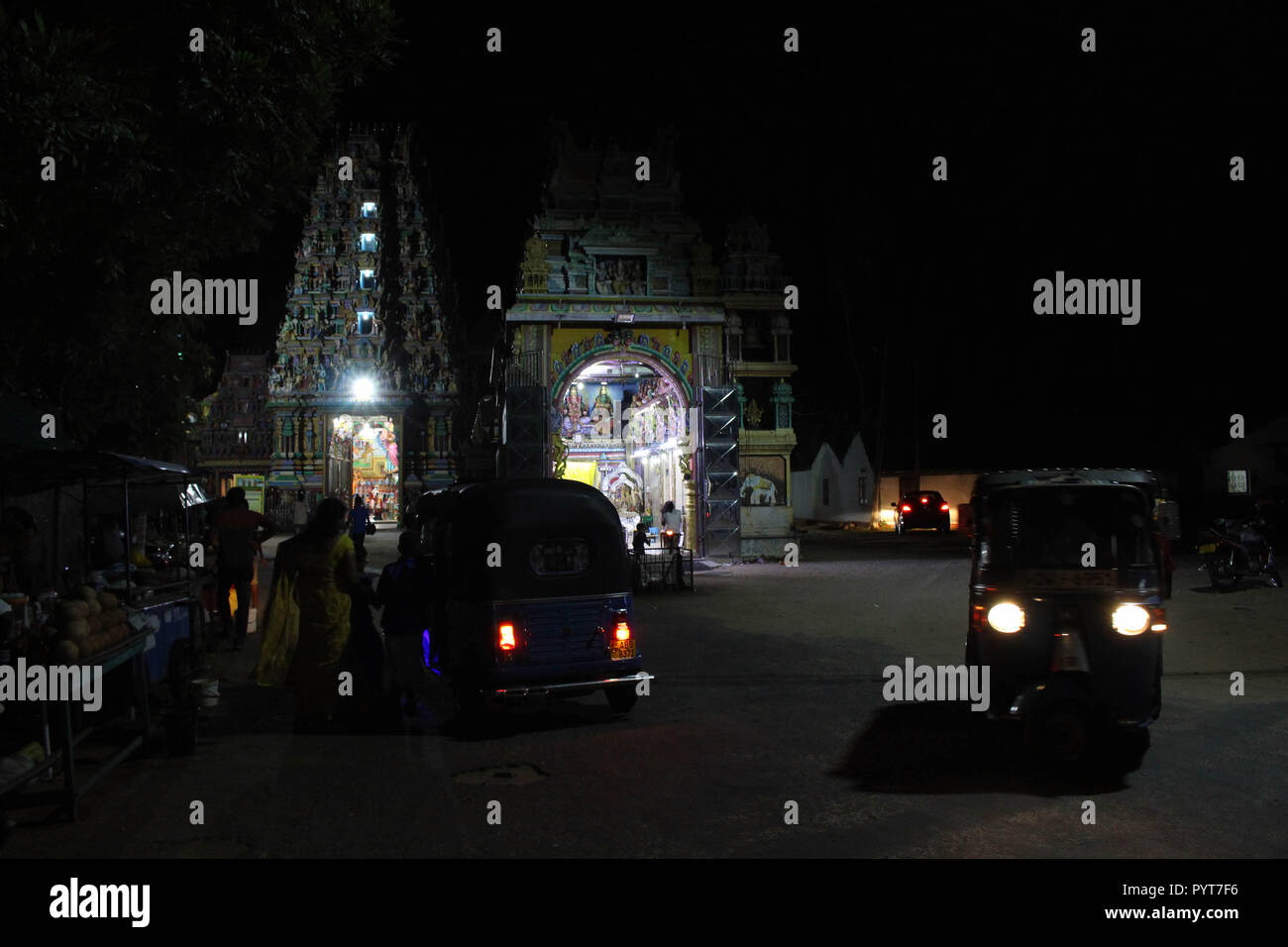 The Hindu Temple Sri Pathrakali Amman Kovil in Trincomalee at night ...