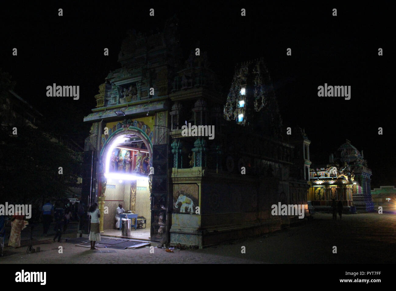 The Hindu Temple Sri Pathrakali Amman Kovil in Trincomalee at night ...