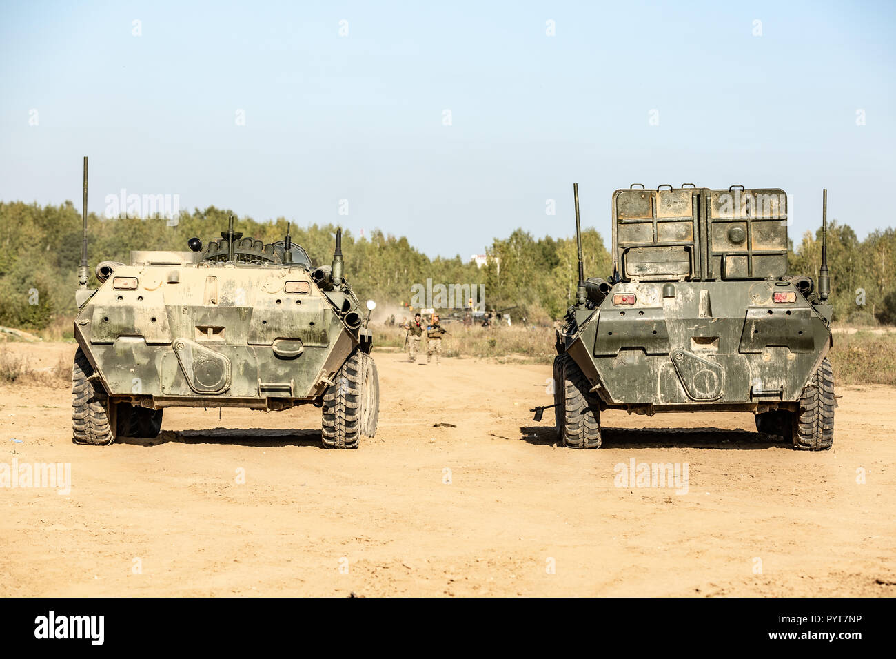 group of soldiers On tanks on the Outdoor on army exercises. war, army ...