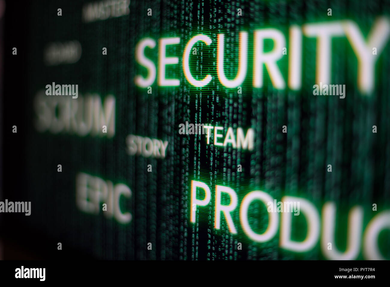 agile scrum cyber security concept on developer screen, green Stock ...