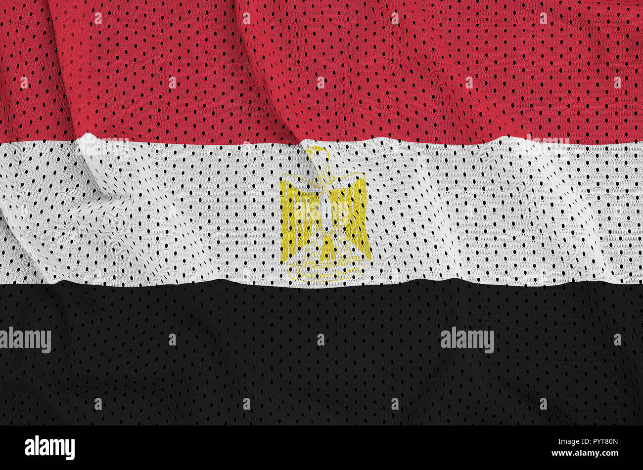 Egypt flag printed on a polyester nylon sportswear mesh fabric with ...