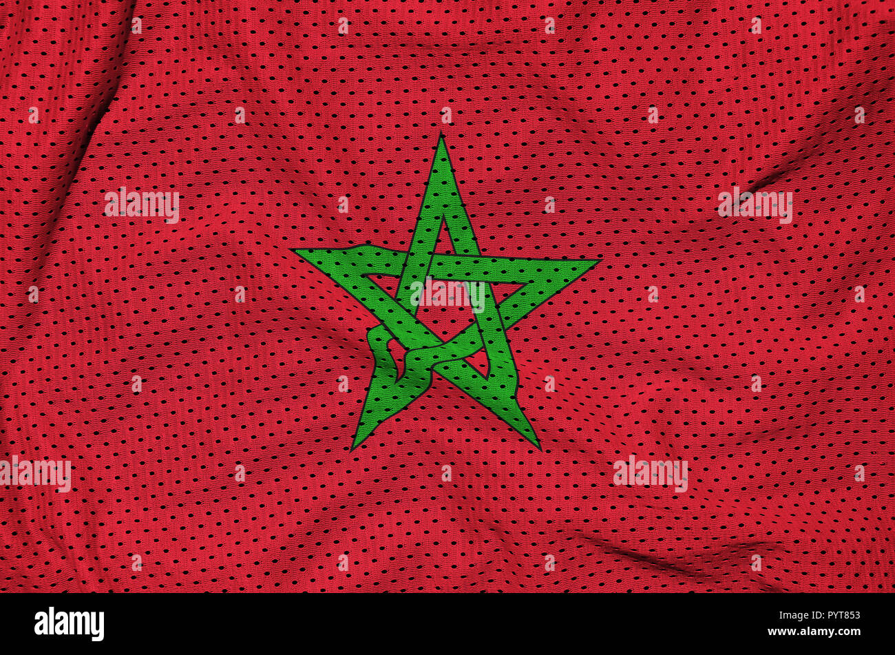 Morocco flag printed on a polyester nylon sportswear mesh fabric with ...