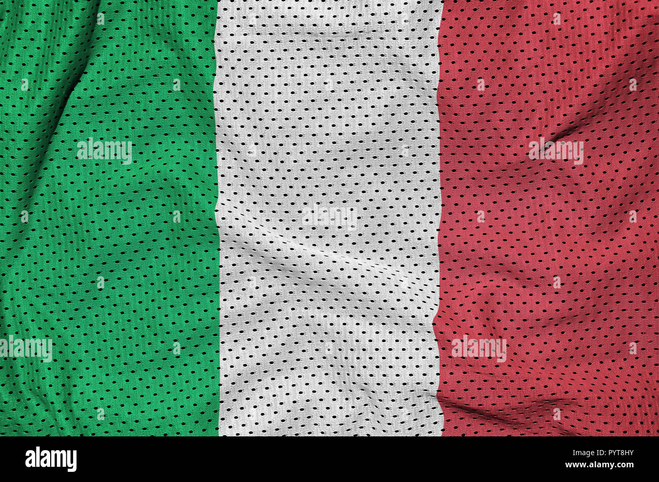 Italy flag printed on a polyester nylon sportswear mesh fabric with ...