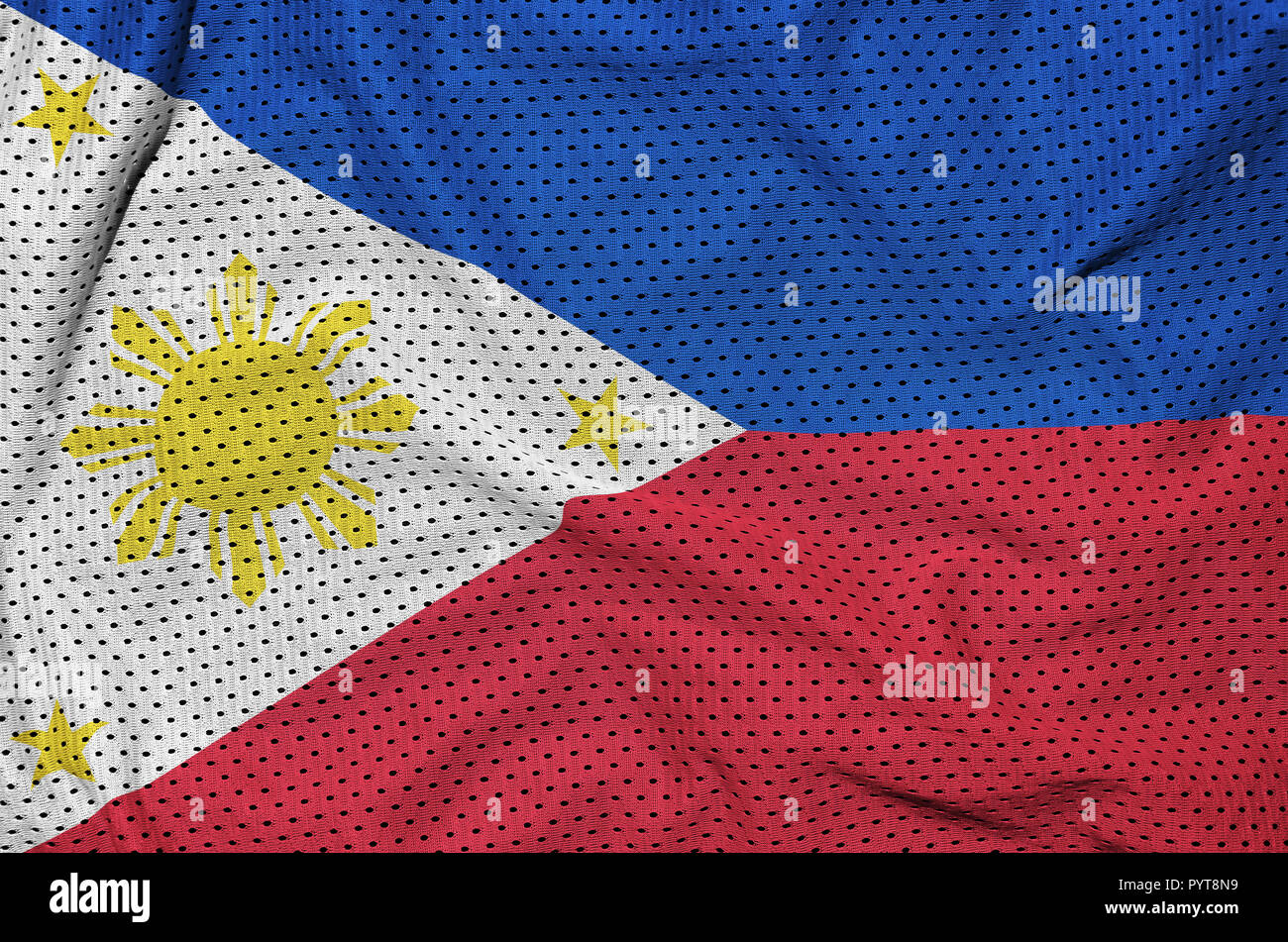 Philippines flag printed on a polyester nylon sportswear mesh fabric ...