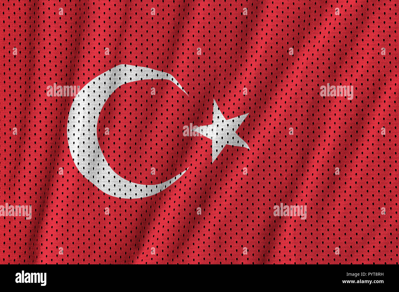 Turkey flag printed on a polyester nylon sportswear mesh fabric with ...