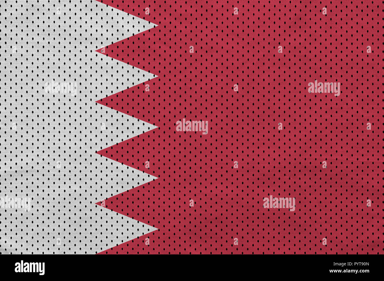 Bahrain flag printed on a polyester nylon sportswear mesh fabric with ...