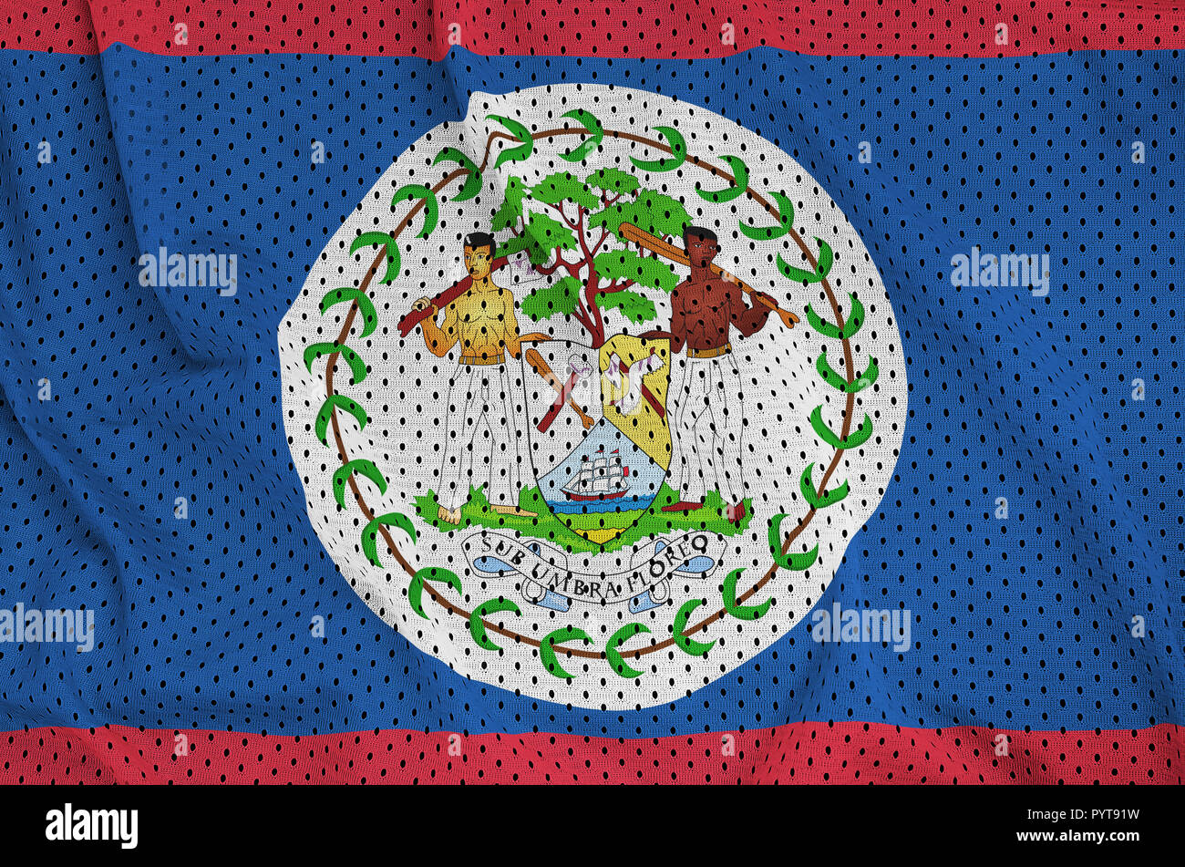 Belize flag printed on a polyester nylon sportswear mesh fabric with ...