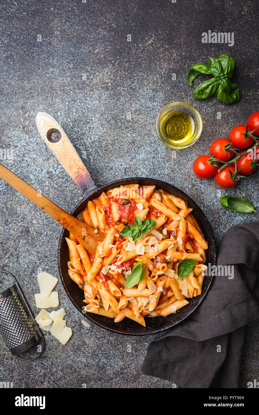 Penne pasta in tomato sauce Stock Photo - Alamy