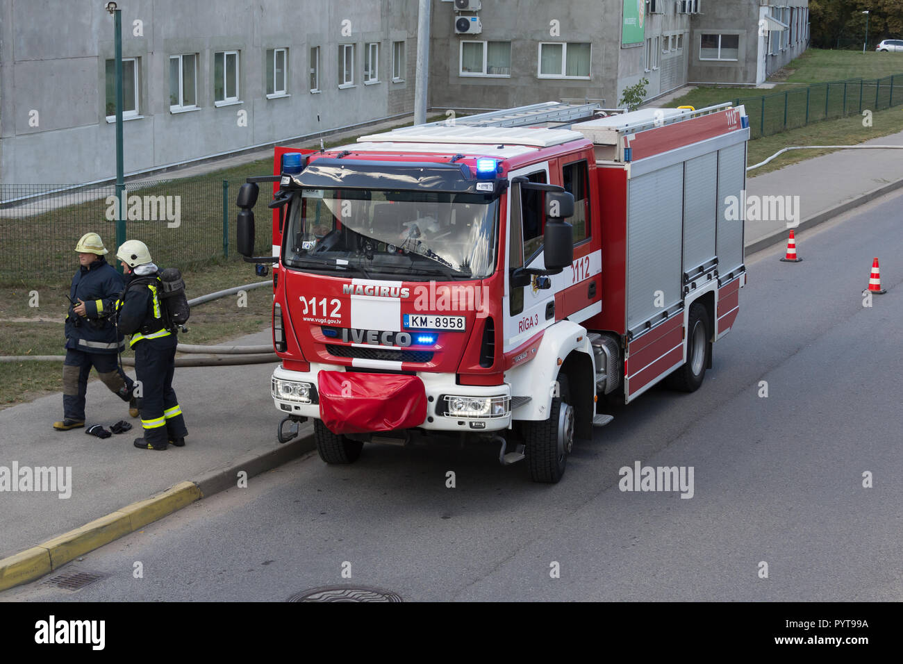the work of firefighters in extinguishing the fire in factory RVR, 16. ...