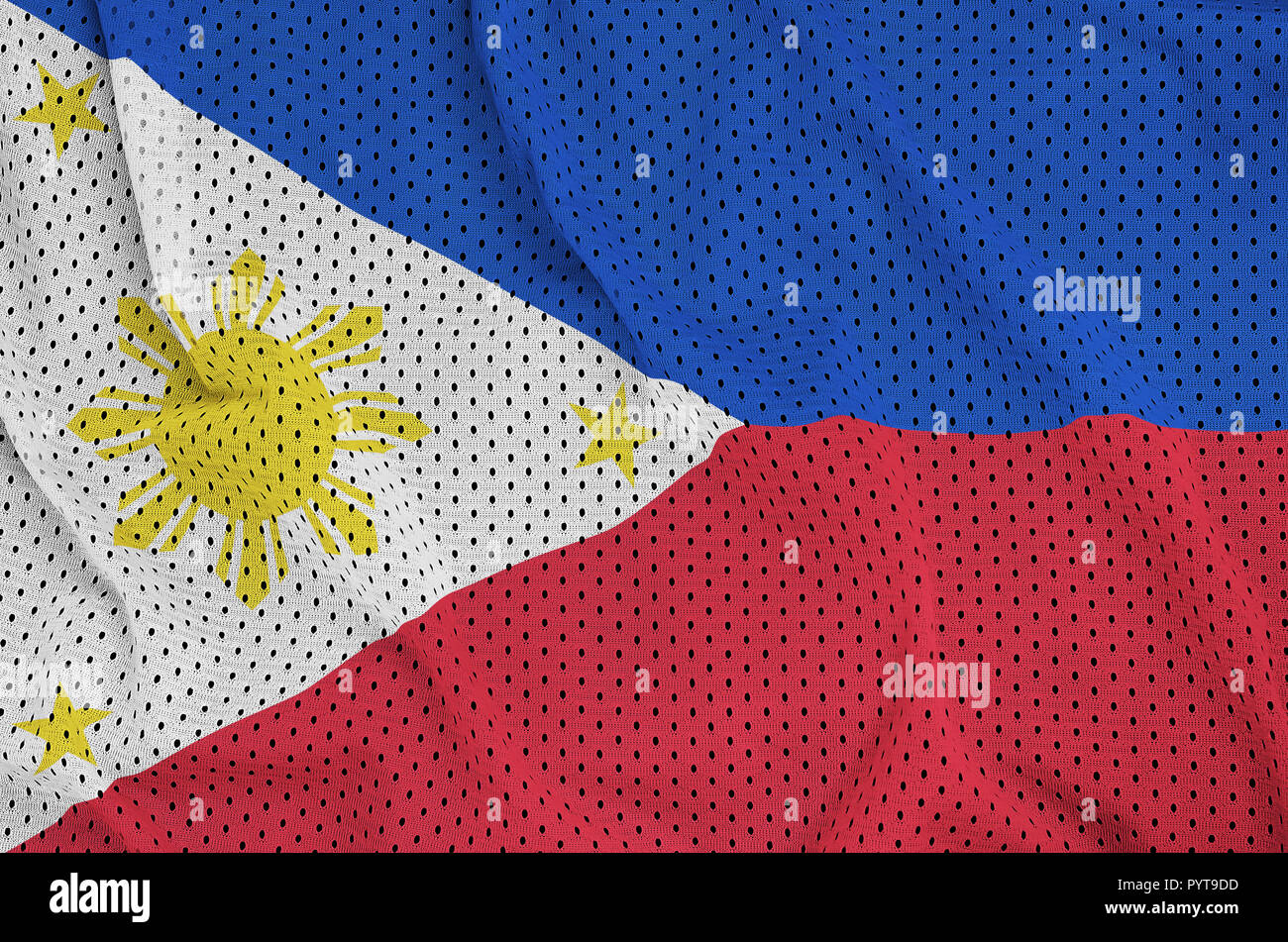 Philippines flag printed on a polyester nylon sportswear mesh fabric ...