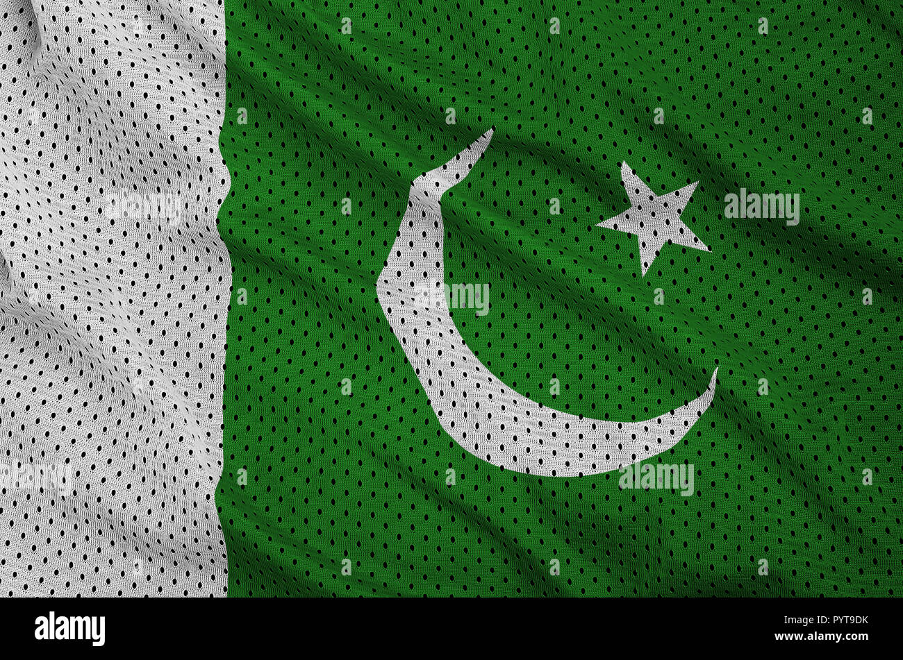 Pakistan flag printed on a polyester nylon sportswear mesh fabric with ...