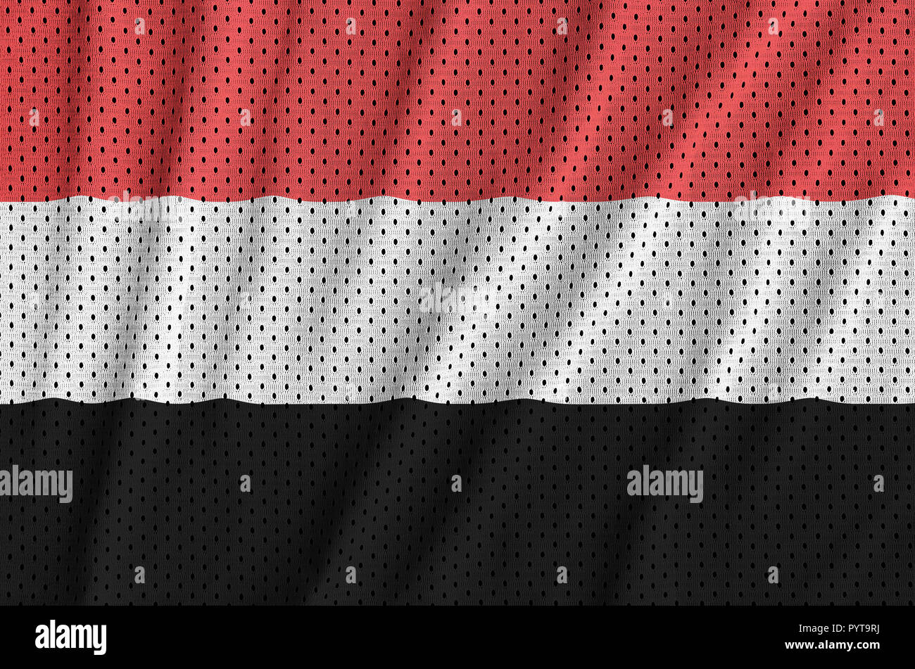Yemen flag printed on a polyester nylon sportswear mesh fabric with ...