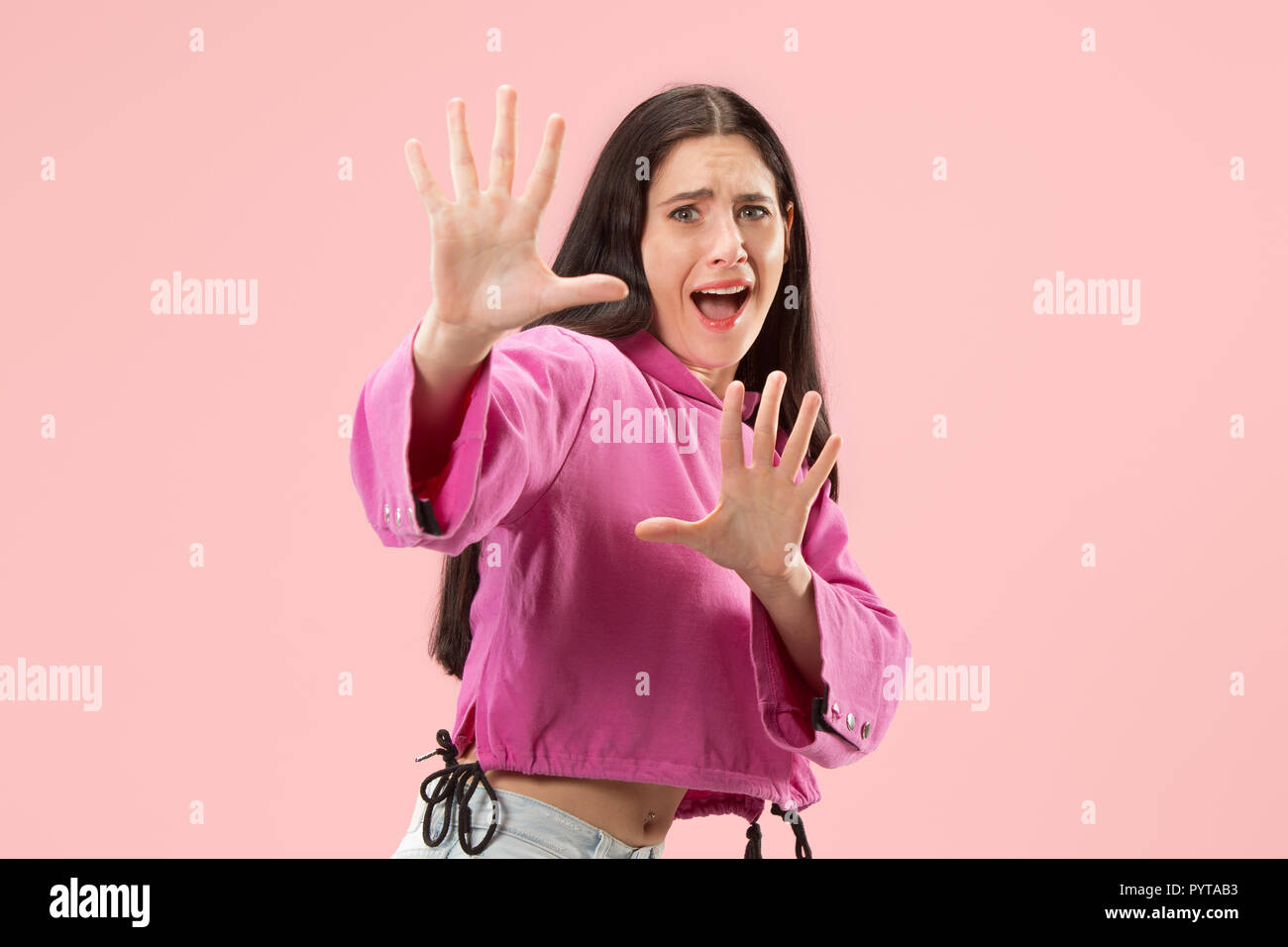 I'm afraid. Fright. Portrait of the scared woman. Business woman ...