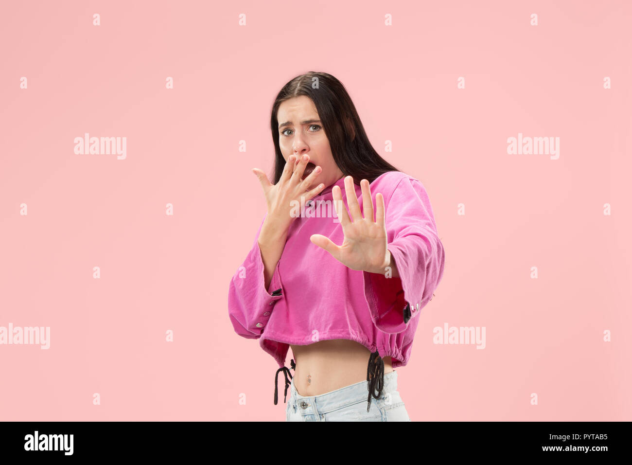 I'm afraid. Fright. Portrait of the scared woman. Business woman ...