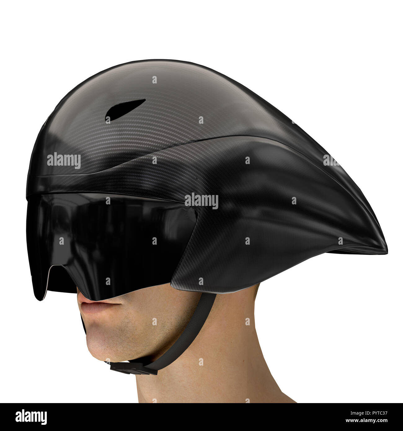 Athlete head with Time trial bicycle helmet Stock Photo - Alamy